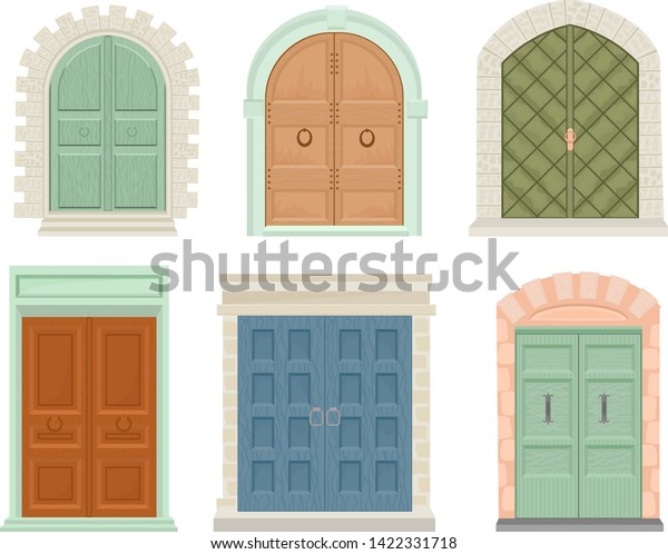 Doors Vector Vintage Doorway Front Entrance Stock Vector (Royalty Free ...