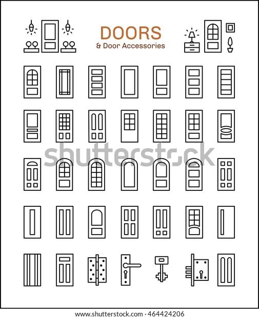 Doorway Hardware Set Different Isolated Doors Stock Vector (Royalty ...
