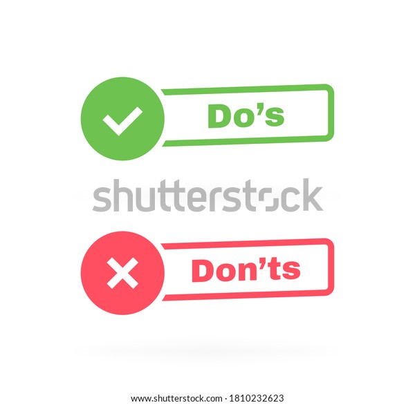 Dos Donts Button Label Check Mark: เวกเตอร์สต็อก (ปลอดค่าลิขสิทธิ์ ...