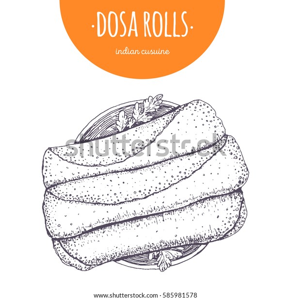 Dosa Rolls Top View Vector Illustration Stock Vector (Royalty Free ...