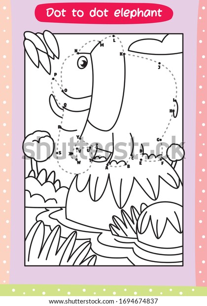 Dot Dot Drawing Elephant Kids Fun Stock Vector (Royalty Free ...