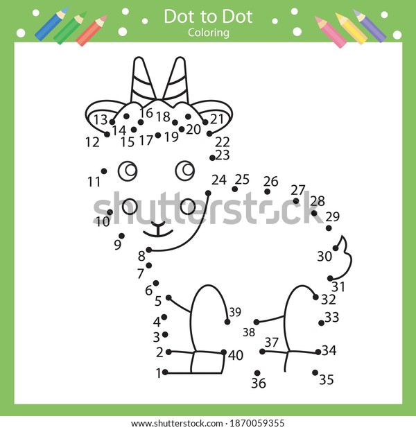 Vektor Stok Dot Dot Drawing Goat Children Worksheets (Tanpa Royalti ...