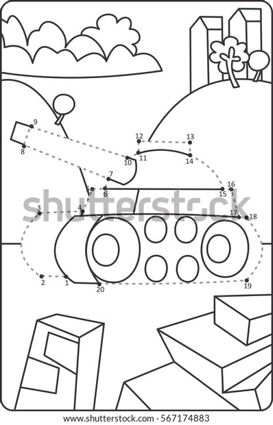 Dot Dot Drawing Tank Learning Drawing Stock Vector (Royalty Free ...