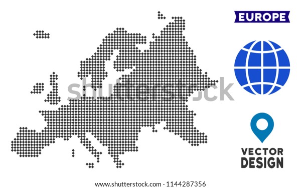 Dot Europe Map Vector Geographic Map: vetor stock (livre de direitos ...