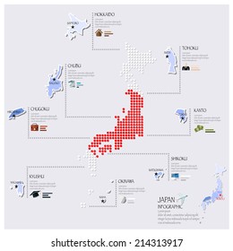 Dot Flag Map Japan Infographic Design Stock Vector (Royalty Free ...