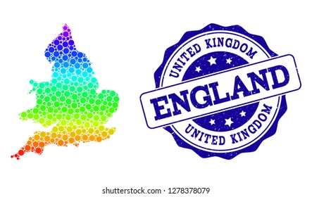 Dot Spectrum Map England Blue Grunge Stock Vector (Royalty Free ...