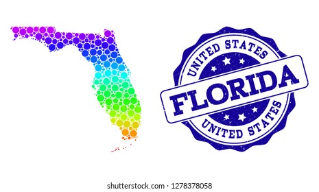 Dot Spectrum Map Florida State Blue: vector de stock (libre de regalías ...