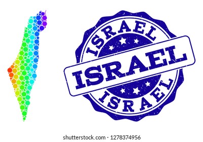 Dot Spectrum Map Israel Blue Grunge Stock Vector (Royalty Free ...