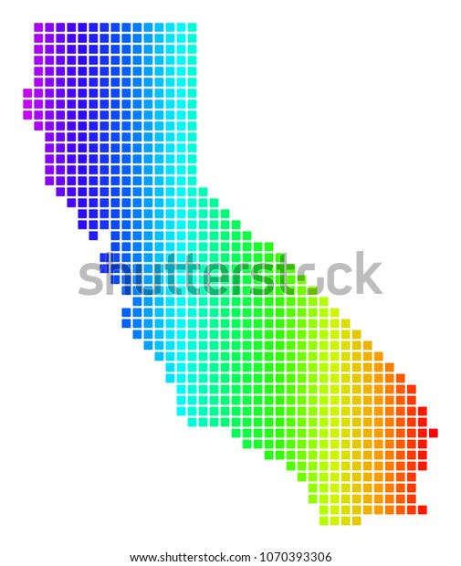 Dot Spectrum Pixelated California Map Vector: เวกเตอร์สต็อก (ปลอดค่า ...