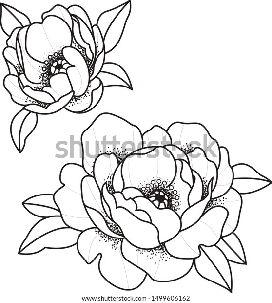 Dot Work Two Blooming Flowers Art Stock Vector (Royalty Free ...