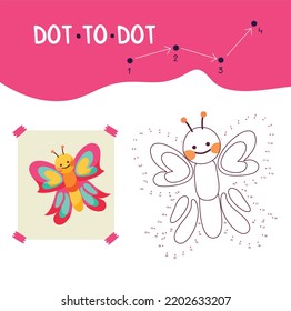 Dot Dot Worksheet Template Butterfly Numbers Stock Vector (Royalty Free ...