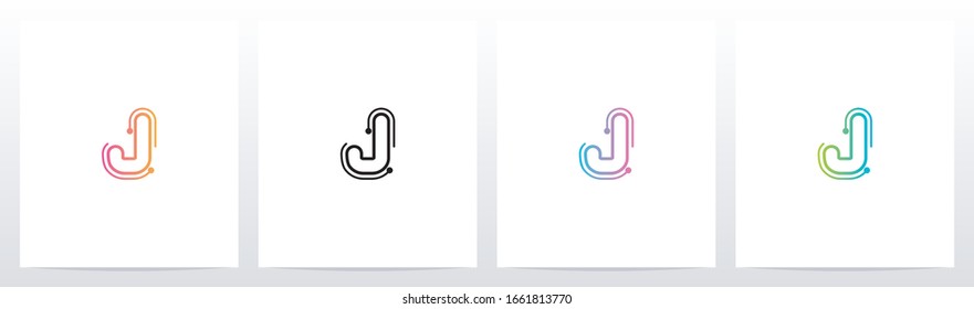 Vektor Stok Dots Lines On Outside Letter Logo (Tanpa Royalti ...