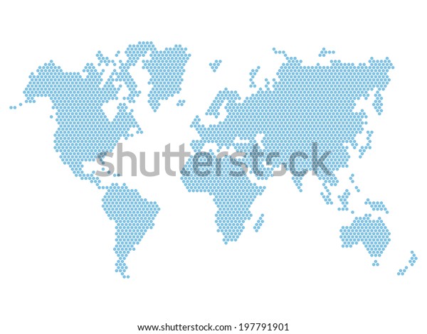 Dotted Blue World Map Isolated On Stock Vector (Royalty Free) 197791901 ...