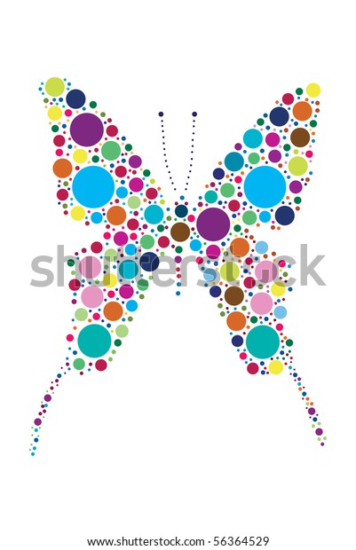 Dotted Butterfly Isolated On White Stock Vector (Royalty Free) 56364529 ...