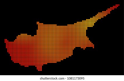 Dotted Fire Cyprus Island Map Vector Stock Vector (Royalty Free) 1081173095