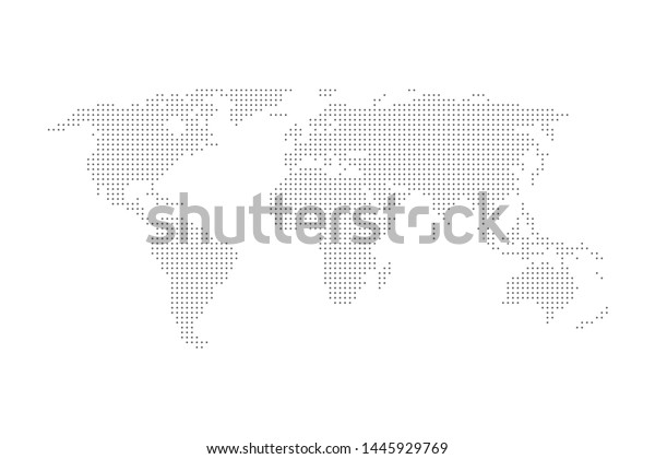 Dotted Grey Color World Map Vector Stock Vector (Royalty Free) 1445929769