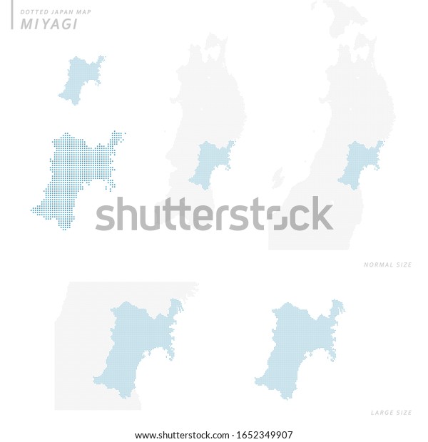 mapa de Japón punteado, Miyagi: vector de stock (libre de regalías ...