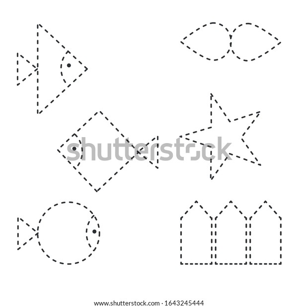 Dotted Line Figures Fish Star Childrens Stock Vector (Royalty Free ...