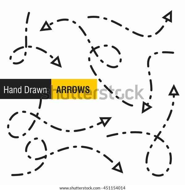 Dotted Line Hand Drawn Arrows Pack Stock Vector (Royalty Free) 451154014