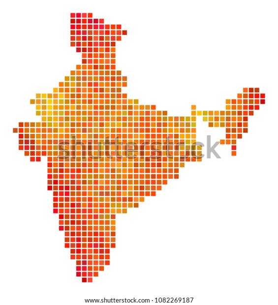 Dotted Orange India Map Vector Geographical: vector de stock (libre de ...