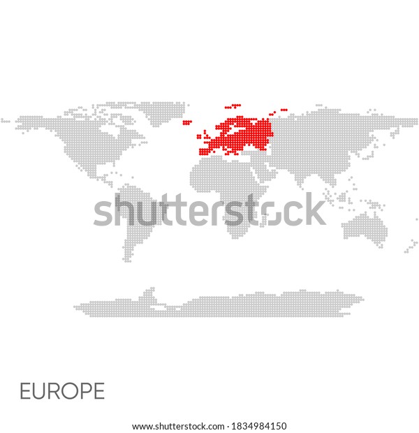 Dotted World Map Marked Europe Stock Vector (Royalty Free) 1834984150 ...