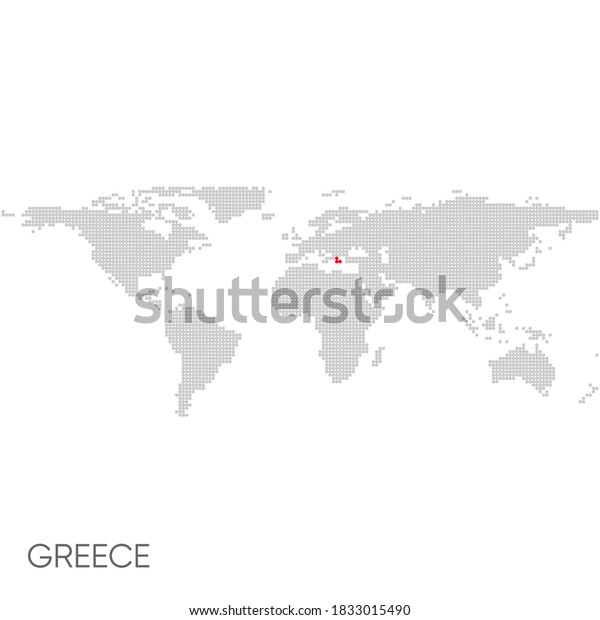 Dotted World Map Marked Greece Stock Vector (Royalty Free) 1833015490 ...