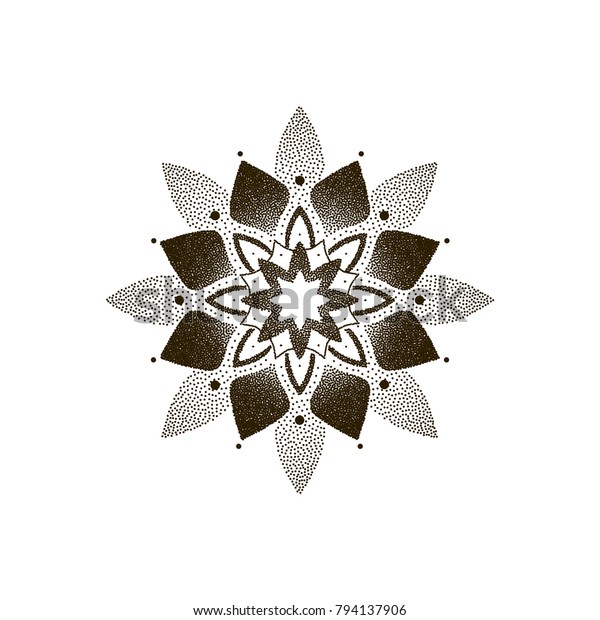Dotwork Round Ornament Mandala Geometric Circle Stock Vector (Royalty ...