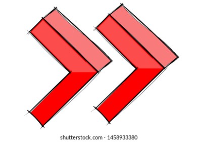 Double Arrow Sign Red Hand Drawn Stock Vector (Royalty Free) 1458933380 ...