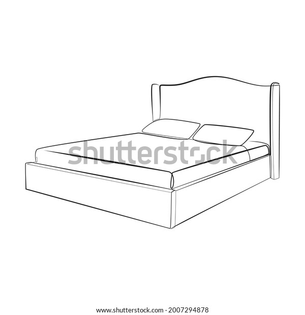 Double Bed Line Drawing On White Stock Vector (Royalty Free) 2007294878 ...