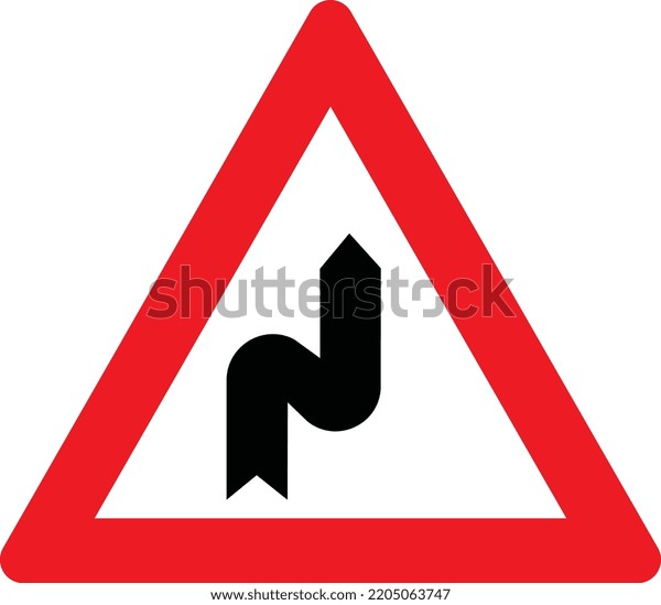 Double Bend First Right Warning Sign Stock Vector (Royalty Free ...