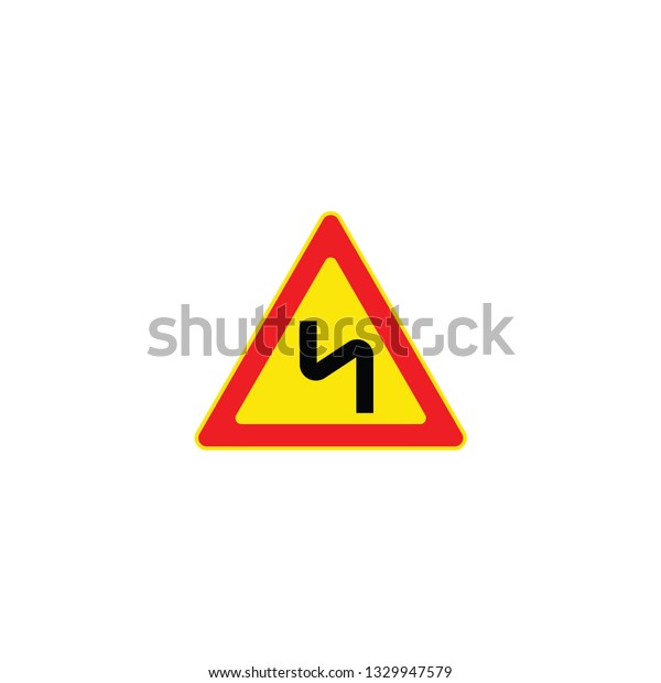 Double Bend Sign On White Background Stock Vector (Royalty Free ...