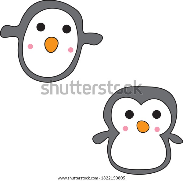 Double Cartoon Cute Penguins Frame Vector Stock Vector (Royalty Free ...