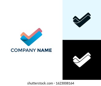 Double Checklist Logo Design Template: vector de stock (libre de ...