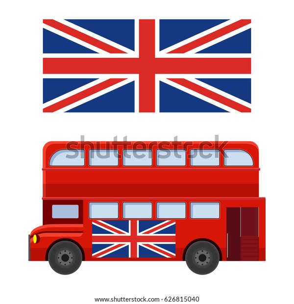 Double Decker Bus Flag Great Britain Stock Vector (Royalty Free ...