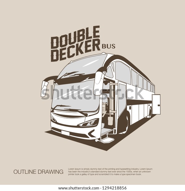 Double Decker Bus Isolated Outline Drawing Stock Vector (Royalty Free ...