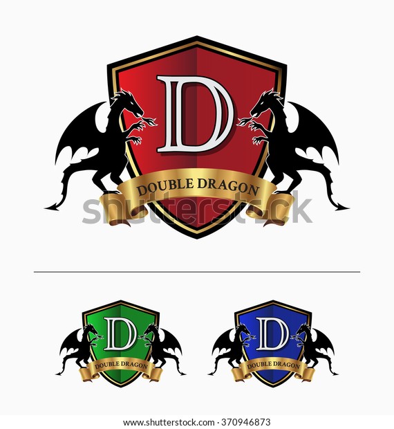 Double Dragon Crest Logo Identity Royalty Stock Vector (Royalty Free ...