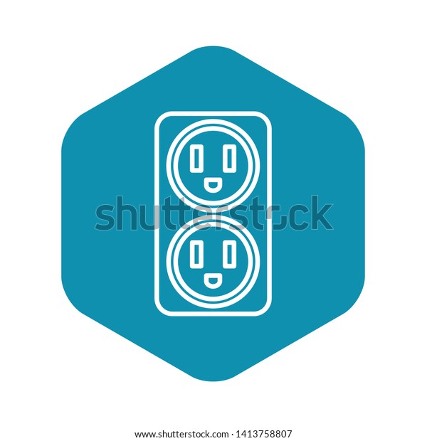 Double Electrical Outlet Icon Outline Double Stock Vector (Royalty Free ...