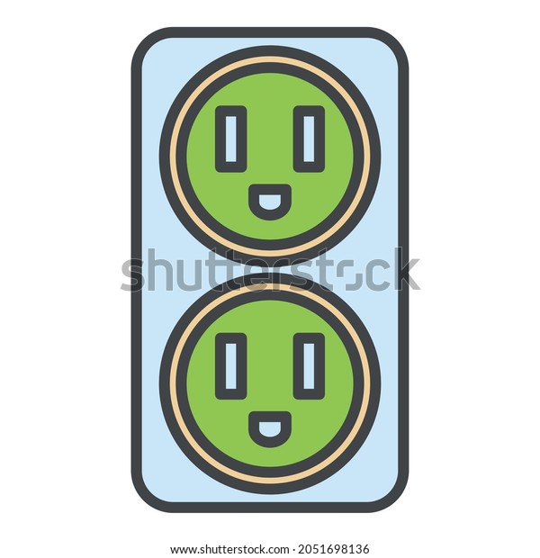 Double Electrical Outlet Icon Outline Double Stock Vector (Royalty Free ...