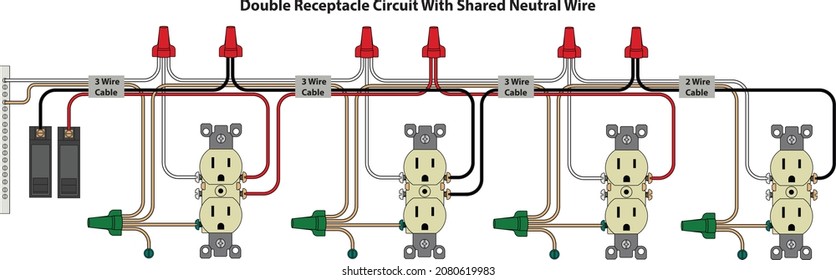 Double Electrical Outlet Receptacle Circuit Stock Vector (Royalty Free ...