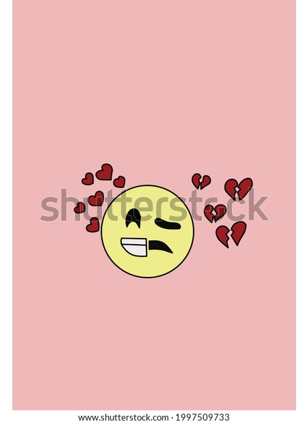 Double Emoji Happy Sad Face Red Stock Vector (Royalty Free) 1997509733 ...