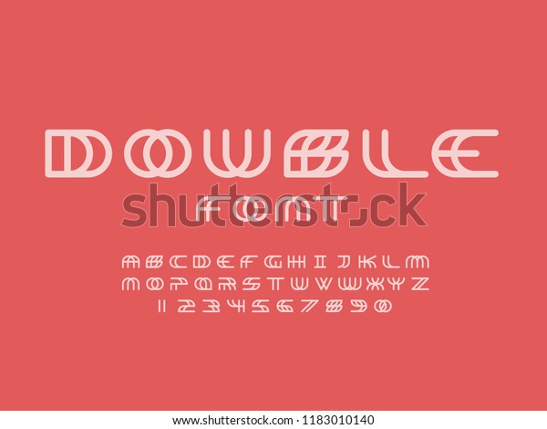 Vektor Stok Double Font Vector Alphabet Letters Numbers (Tanpa Royalti ...