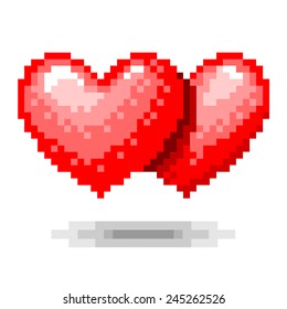 Pixel Art Two Heart Stock Vector (Royalty Free) 1336850732