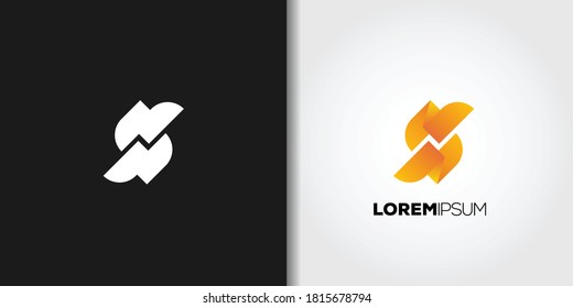 Double Lightning Logo Template Set Vector Stock Vector (Royalty Free ...