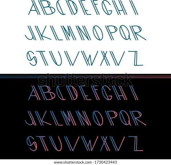 Double Line Each Letter Alphabet Letters Stock Vector (Royalty Free ...