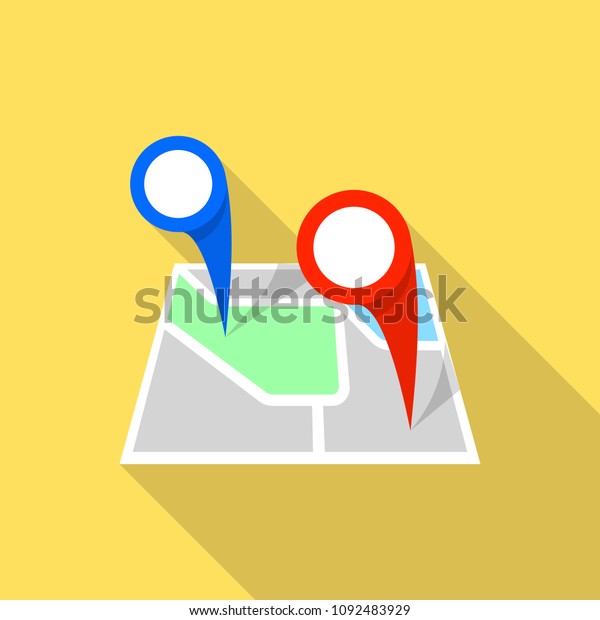 Double Map Pin Icon Flat Illustration Stock Vector (Royalty Free ...