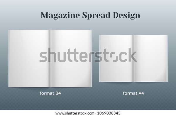 Double page spread magazine design. Two isolated templates of the B4 ...