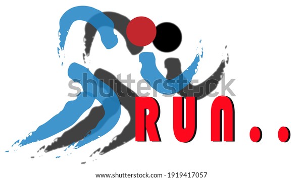 Double Runner Illustration Run Words Athletic Stock Vector (Royalty ...