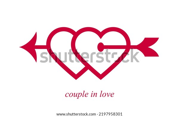 Double Two Hearts Cupid Arrow Bow Stock Vector (Royalty Free ...