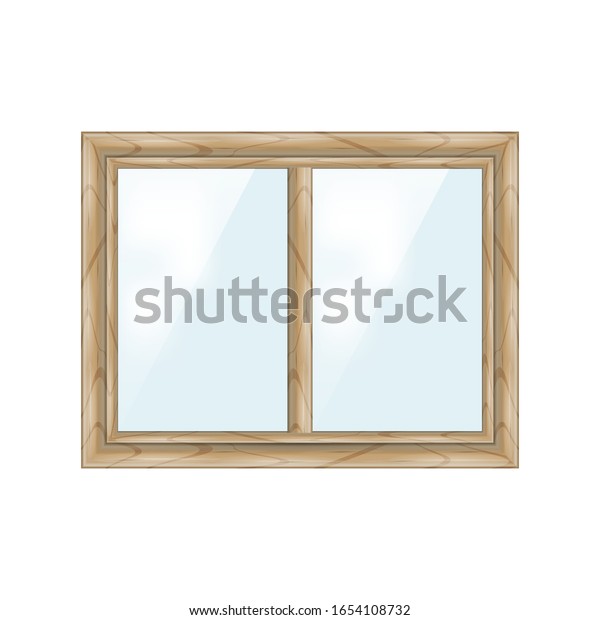 Double Wooden Window Frame Panes Isolated Stock Vector (Royalty Free ...