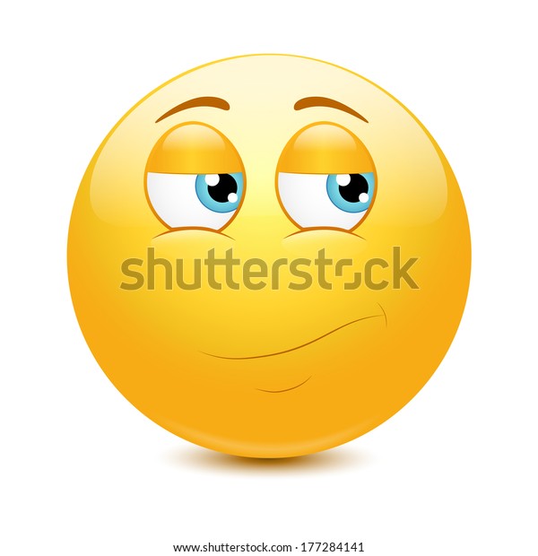 Doubtful emoticon on a white background.